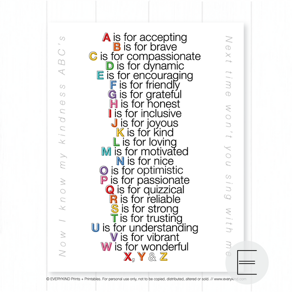 EVERYKIND- KINDNESS ABC's PRINT